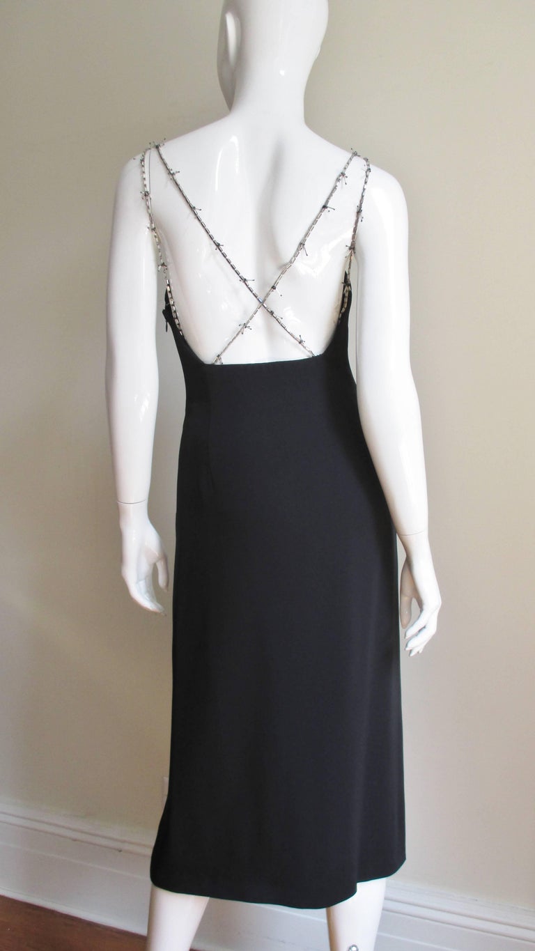 Gianni Versace Silk Dress with Beaded Straps For Sale at 1stDibs