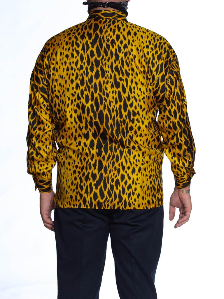 1990S GIANNI VERSACE Leopard Print Silk Twill Men's Shirt at 1stDibs