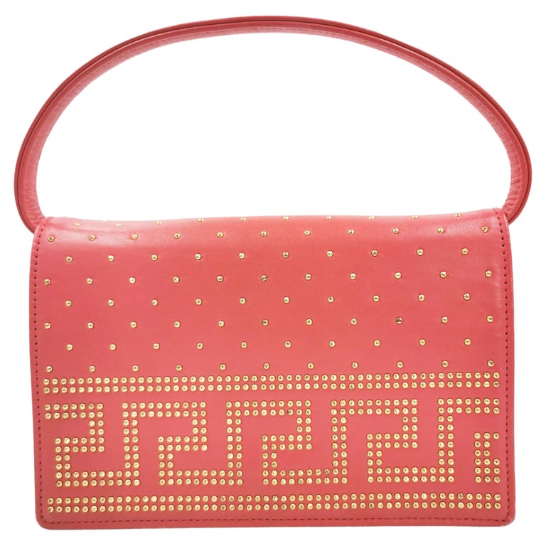 1990''s GIANNI VERSACE Medusa Greca 3 Way Women''s Red Handbag BAG ...