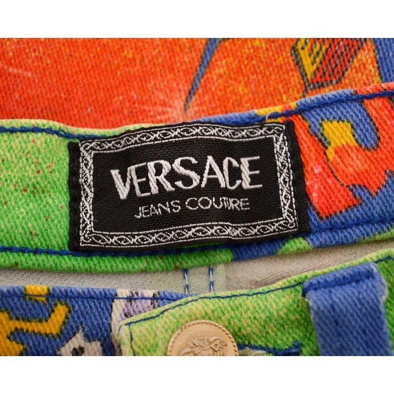 1990's Gianni Versace 'New York Jazz' Loud Pattern High waisted Jeans ...