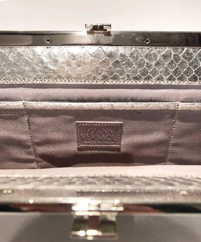 1990s Gianni Versace Silvel Snake Print Leather Medusa Purse Handbag at ...