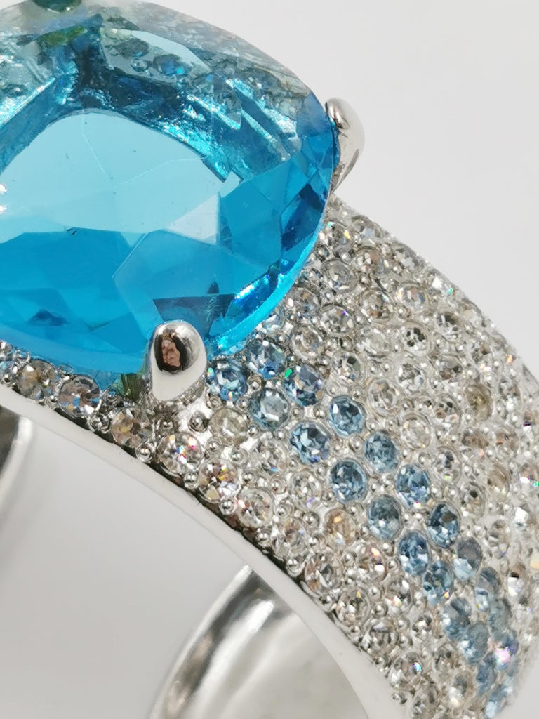 1990's Gianni Versace Silver Large Massive Blue Stone Bangle Medusa For ...