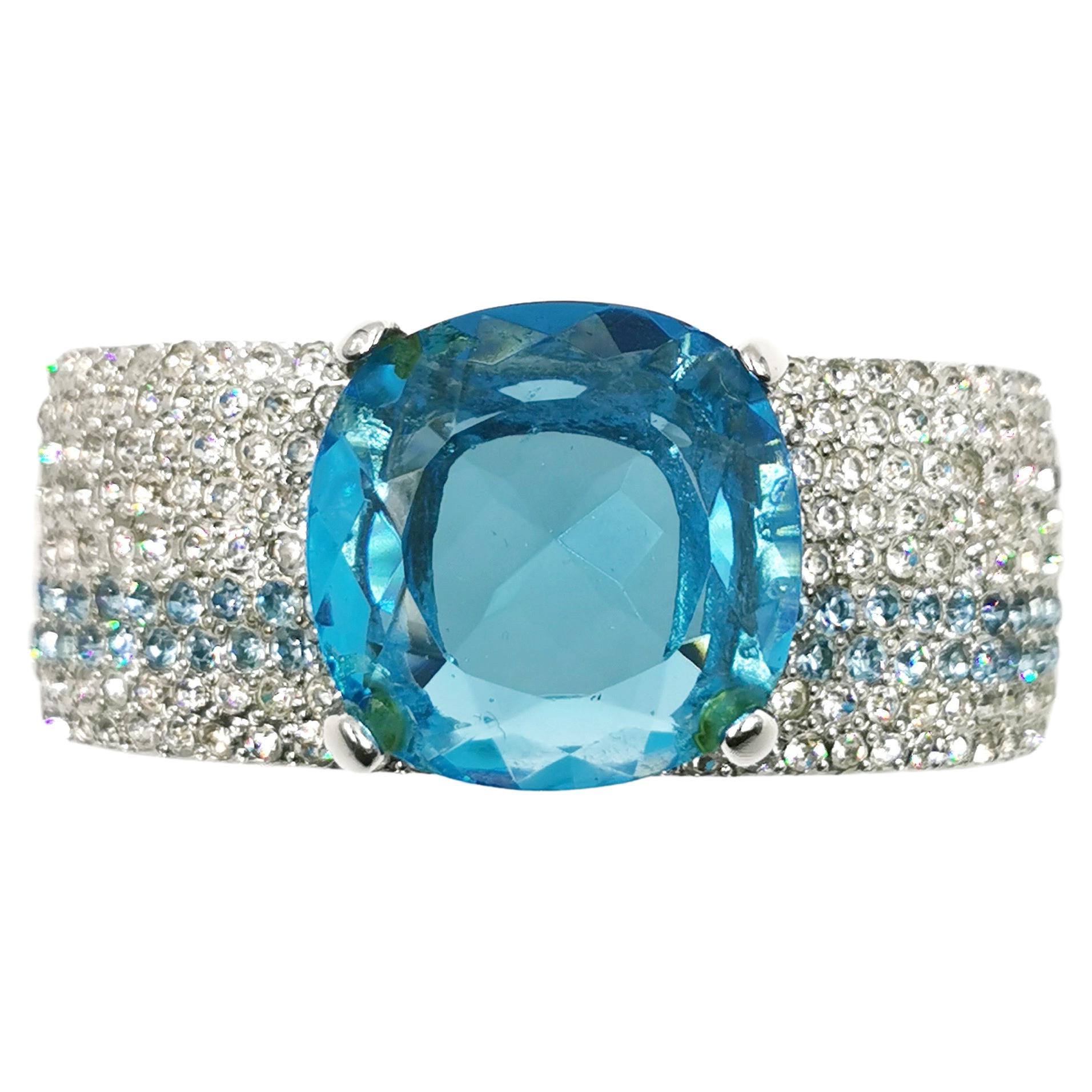 1990's Gianni Versace Silver Large Massive Blue Stone Bangle Medusa For ...