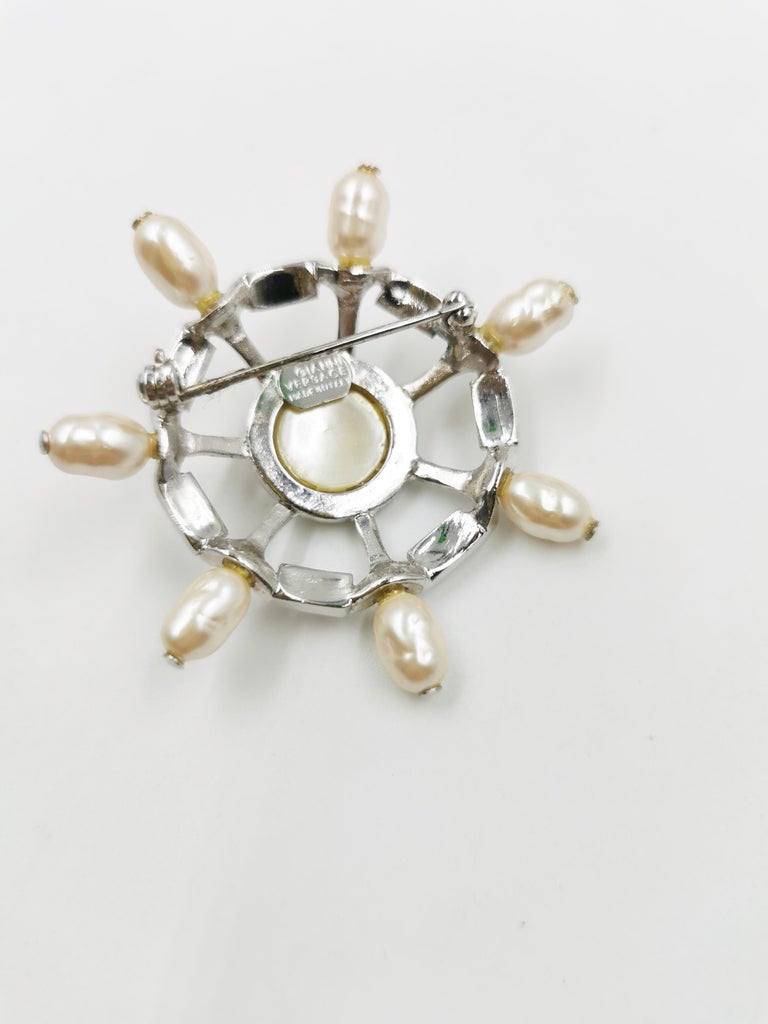 1990's Gianni Versace Silver Ridder Helm Pearl Medusa Brooch Pin RARE ...