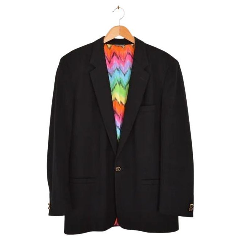 1990s Gianni Versace Versus Pure Wool Colourful Rainbow lined Blazer ...