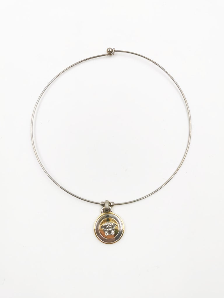 1990's Gianni Versace Vintage Hoop Ring Medusa Coin Medallion Necklace ...