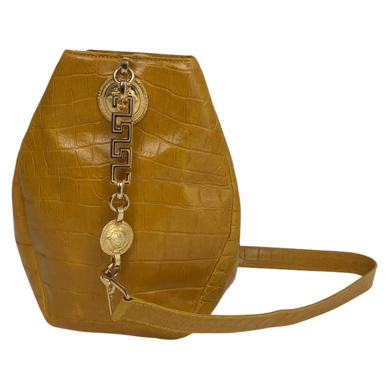 1990's Gianni Versace yellow bucket bag Medusa head at 1stDibs