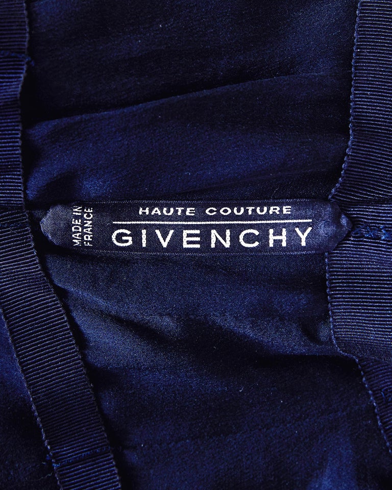1990's Givenchy Haute Couture Midnight Blue Cocktail Dress For Sale at ...