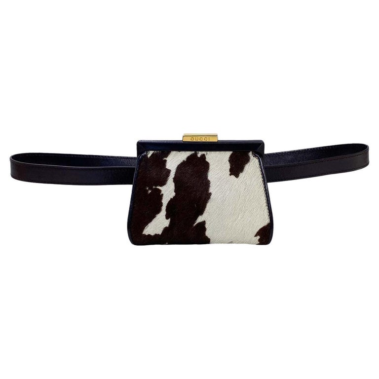 1990s Gucci by Tom Ford Pony Hair Cow Print Mini Clutch Waistbag For ...