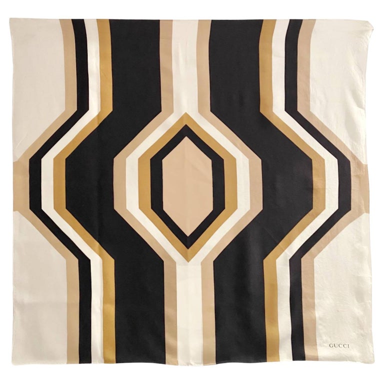 1990s Gucci Geometric Silk Square Scarf For Sale at 1stDibs