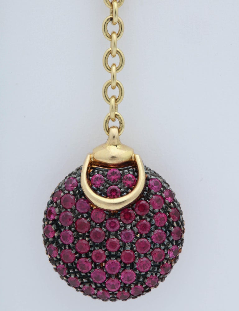 1990s Gucci Ruby and Gold Pendant Drop Earrings with Shephards Hook ...