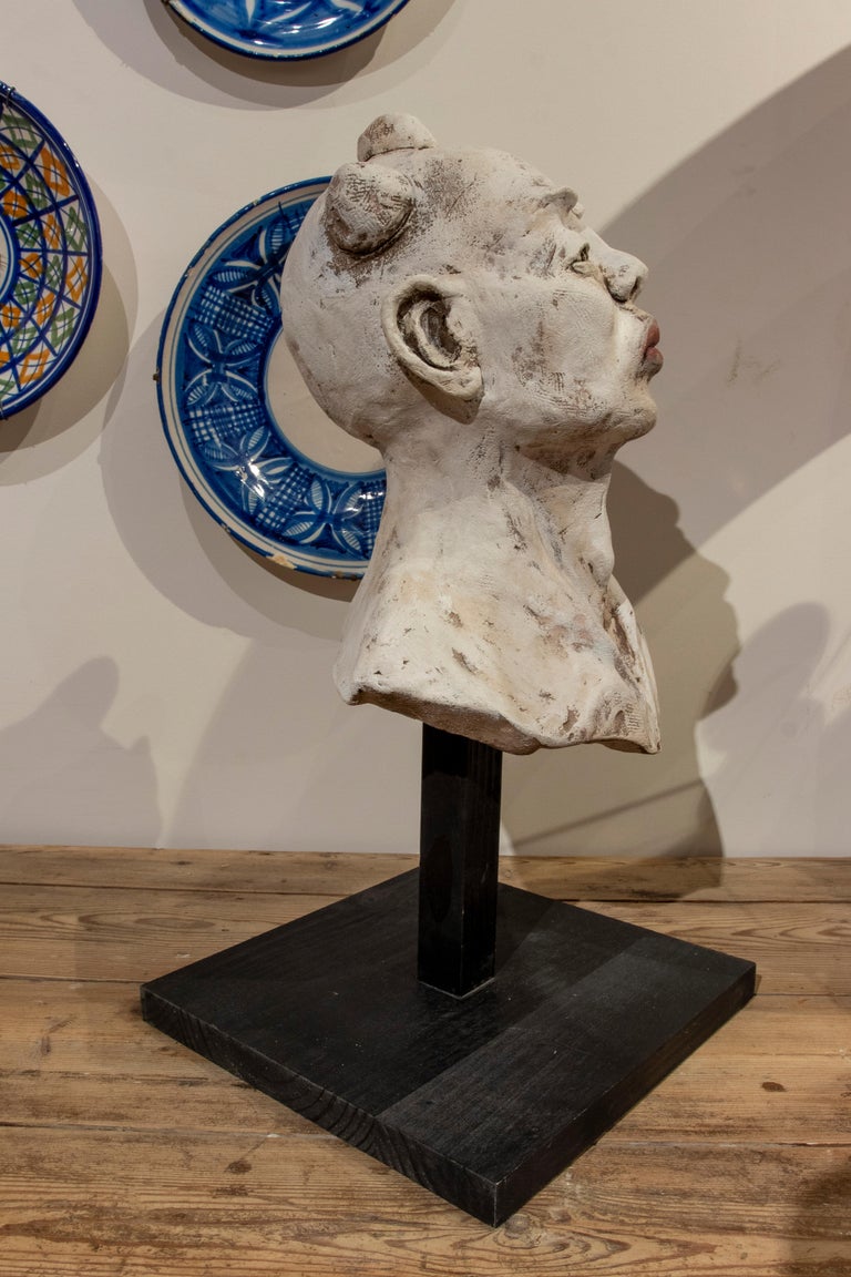 1990s Hand Painted and Signed Ceramic Head of a Japanese Character For ...