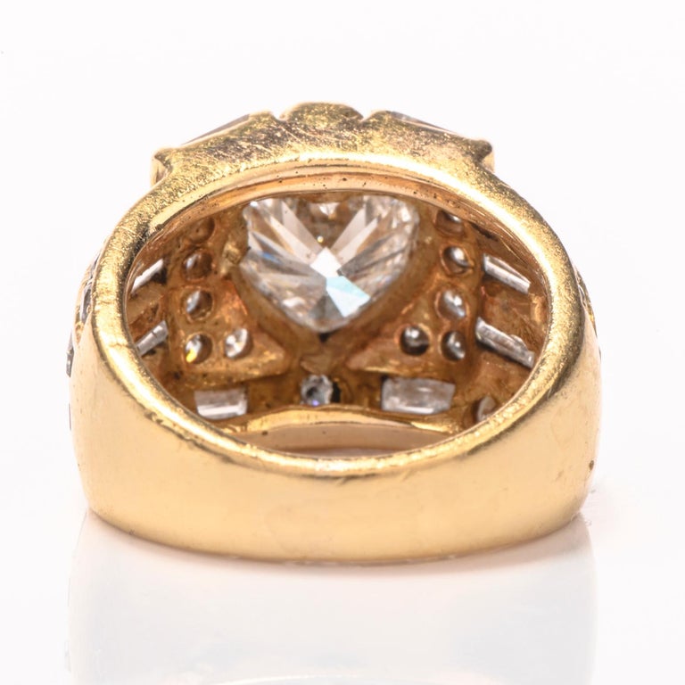 1990s Heart Diamond 18 Karat Gold Engagement Cocktail Ring For Sale at ...