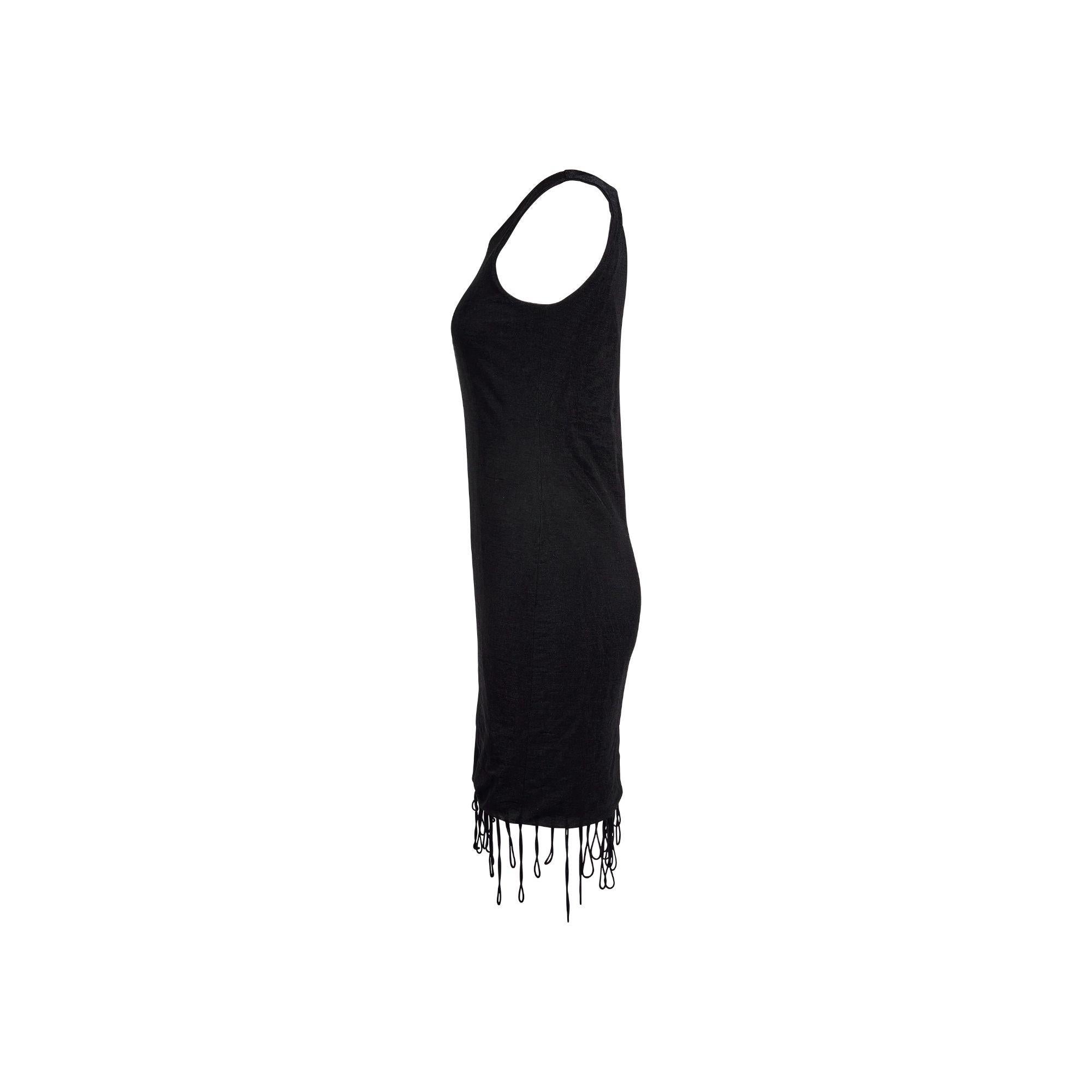 1990's Helmut Lang Black Mini Dress with Loop Fringe Hem For Sale at ...