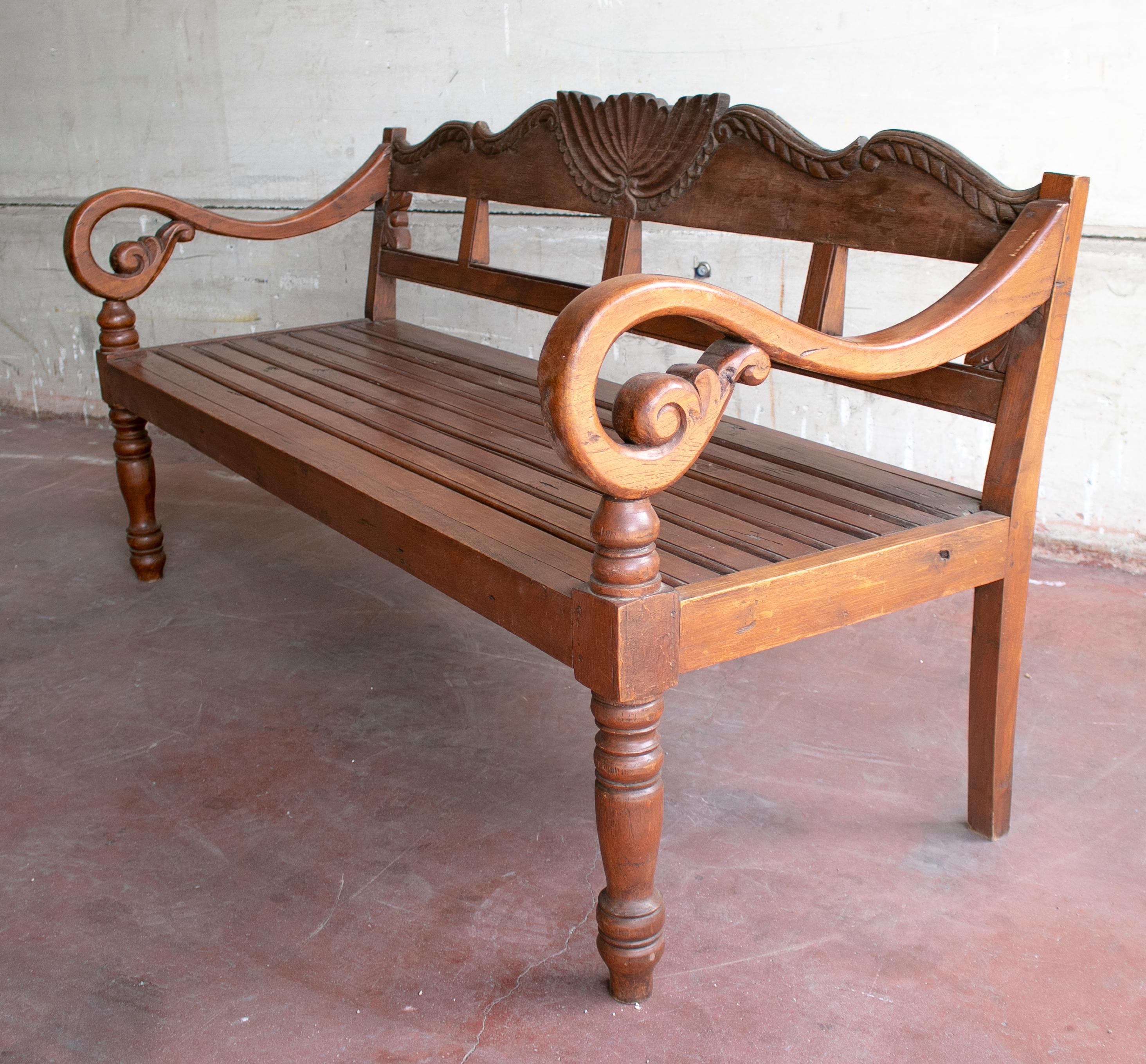 1990s Indonesian Hand Carved Garden Wooden Seating Bench at 1stDibs ...