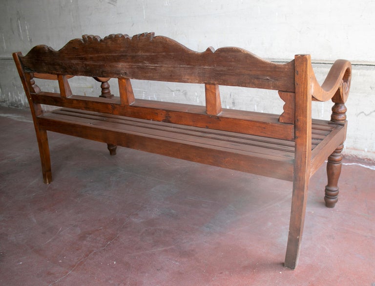 1990s Indonesian Hand Carved Garden Wooden Seating Bench at 1stDibs ...