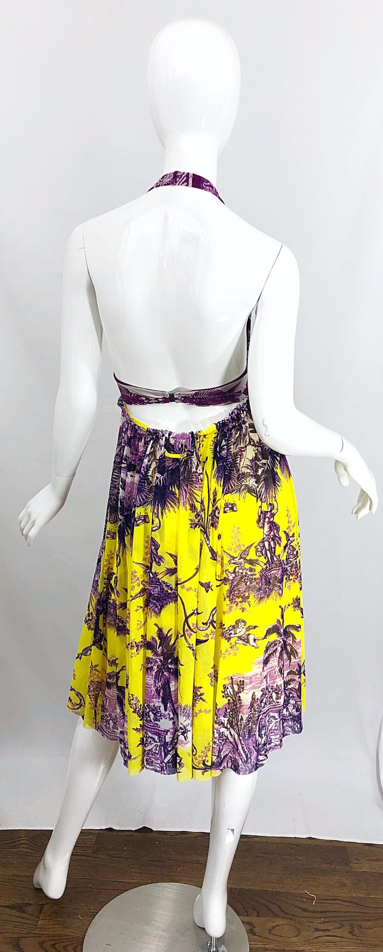1990s Jean Paul Gaultier Cherub Print Yellow and Purple Vintage Halter ...
