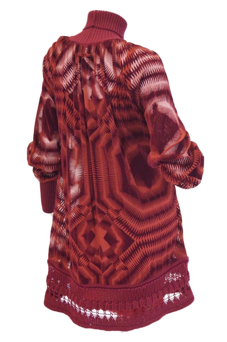 1990s Jean Paul Gaultier Sheer Silk Devore Red Velvet and Knit Dress ...