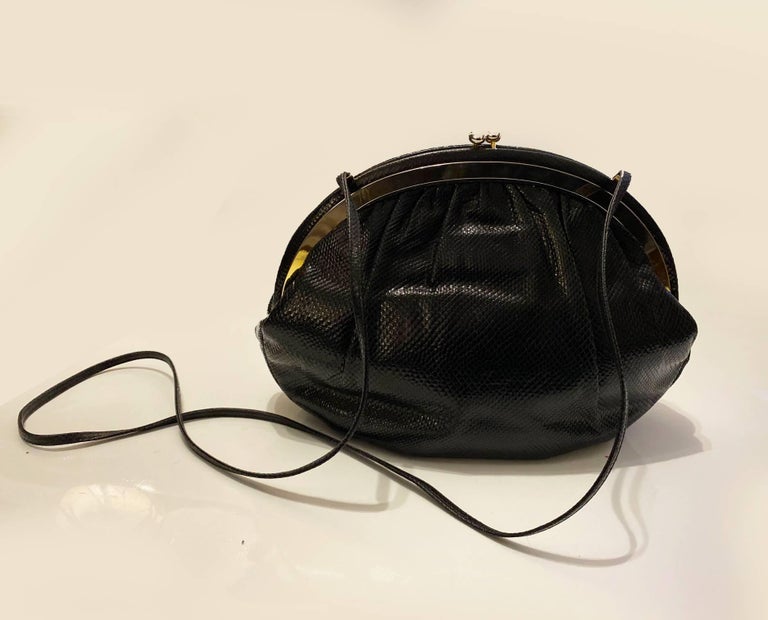 1990s Judith Leiber Karung Black Shoulder Bag with Gems and Goldware ...