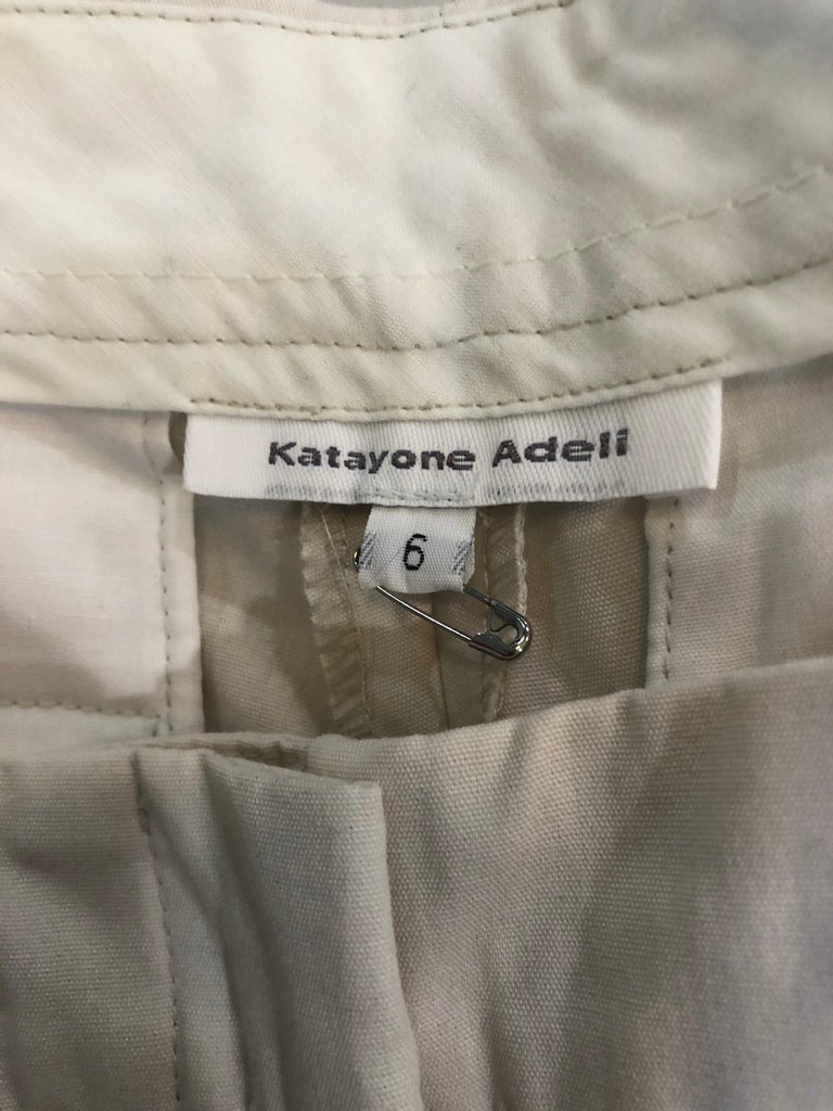 1990s Katayone Adeli Size 6 Zipper Leg Low Rise Stone Khaki Trousers ...