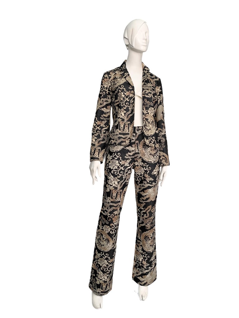 1990s Kenzo Vintage Asian Dragon Tattoo Y2K Denim Coord For Sale at 1stDibs