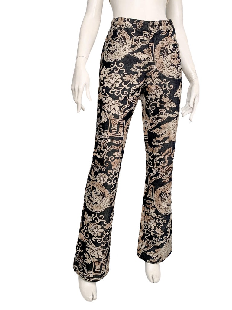 1990s Kenzo Vintage Asian Dragon Tattoo Y2K Denim Coord For Sale at 1stDibs