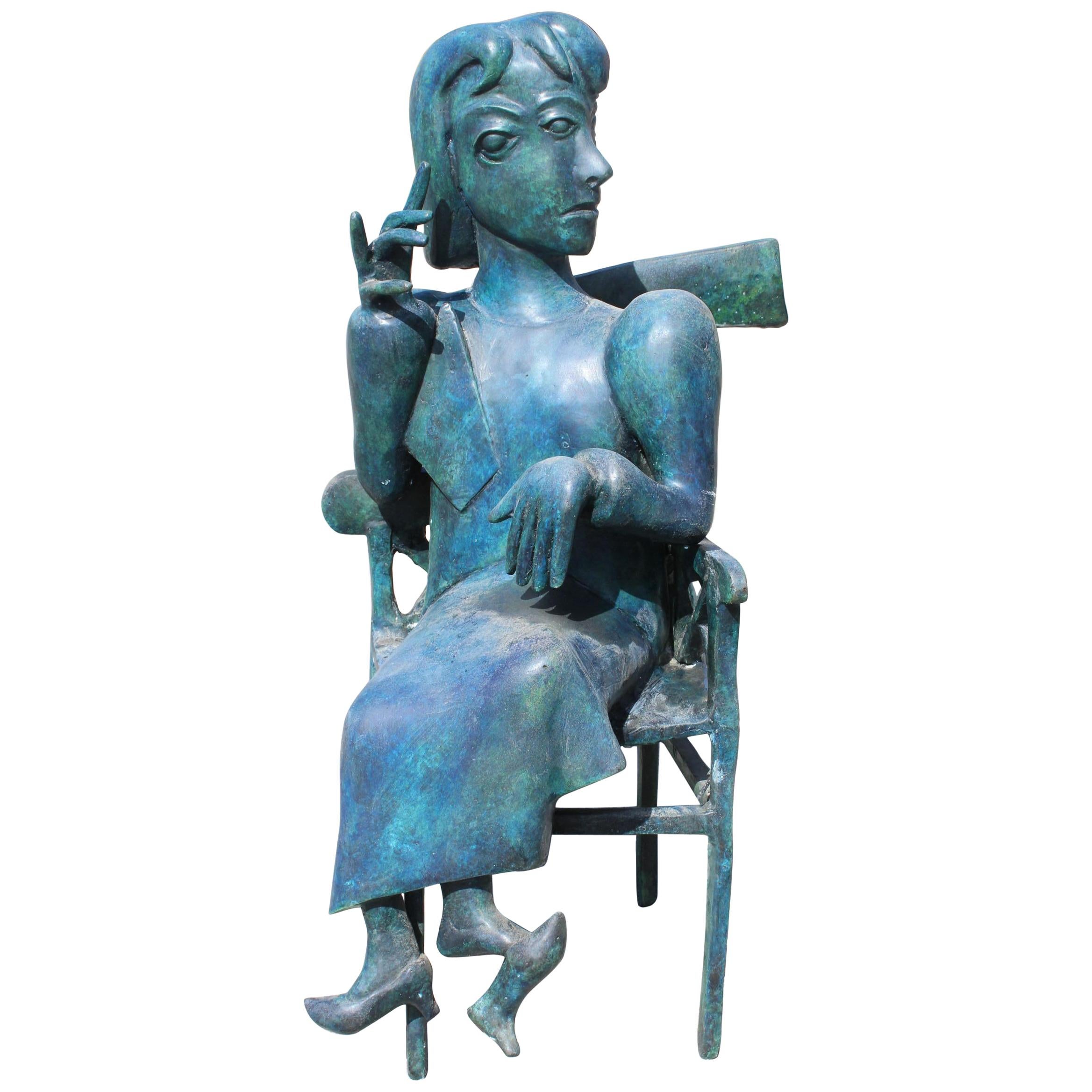 Bronze Lady Sculpture For Sale at 1stDibs