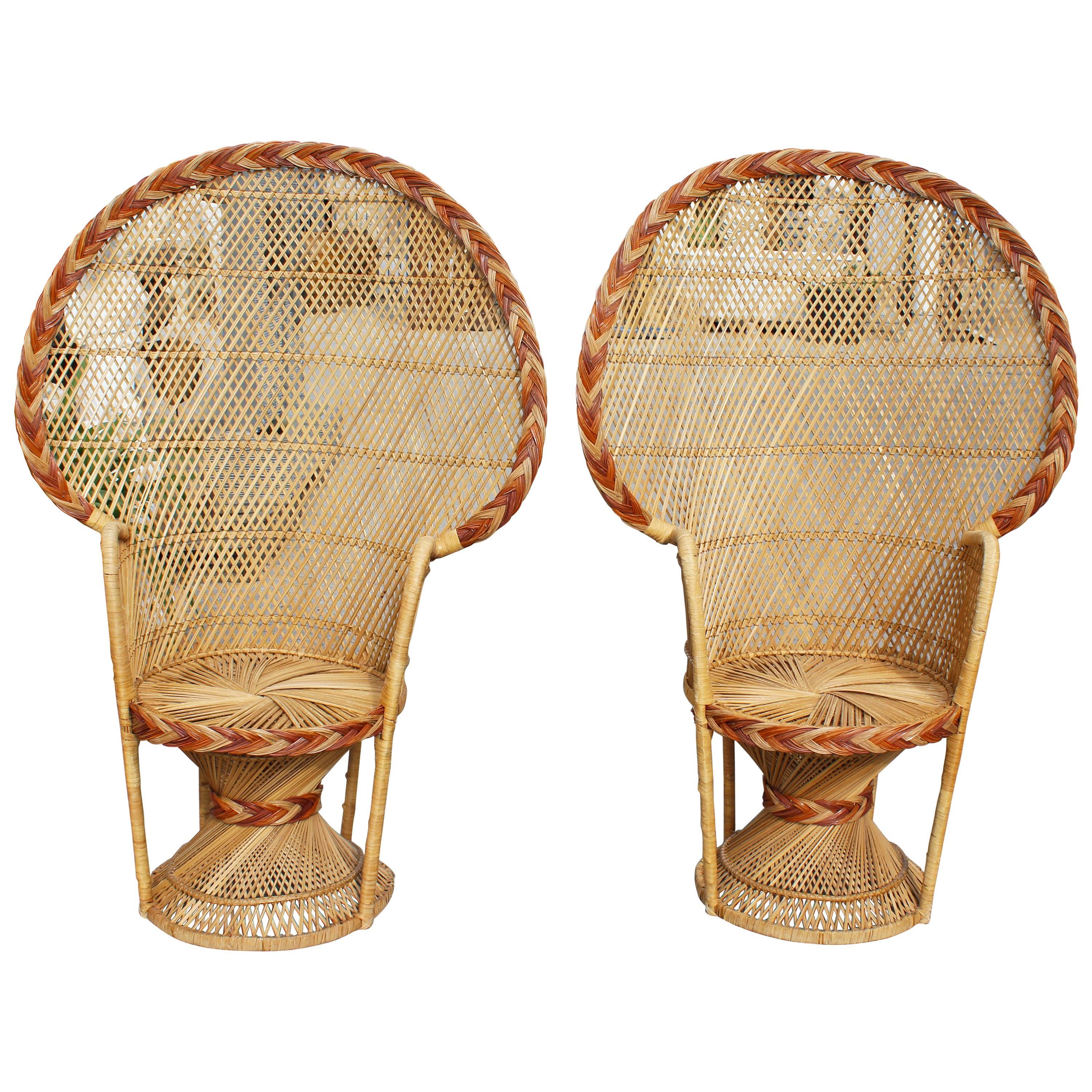 Pair of Peacock Chairs and Matching Table at 1stDibs