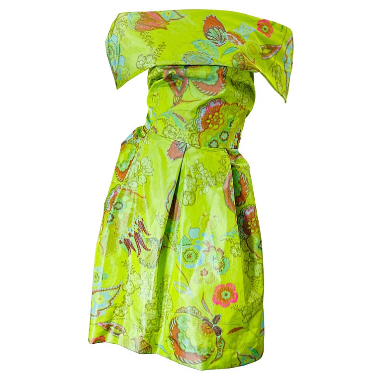 1990s Lee Alexander Couture Size Large Silk Taffeta Off Shoulder ...