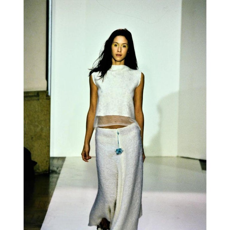 1990s Marni Layered White and Tan Linen Top For Sale at 1stDibs