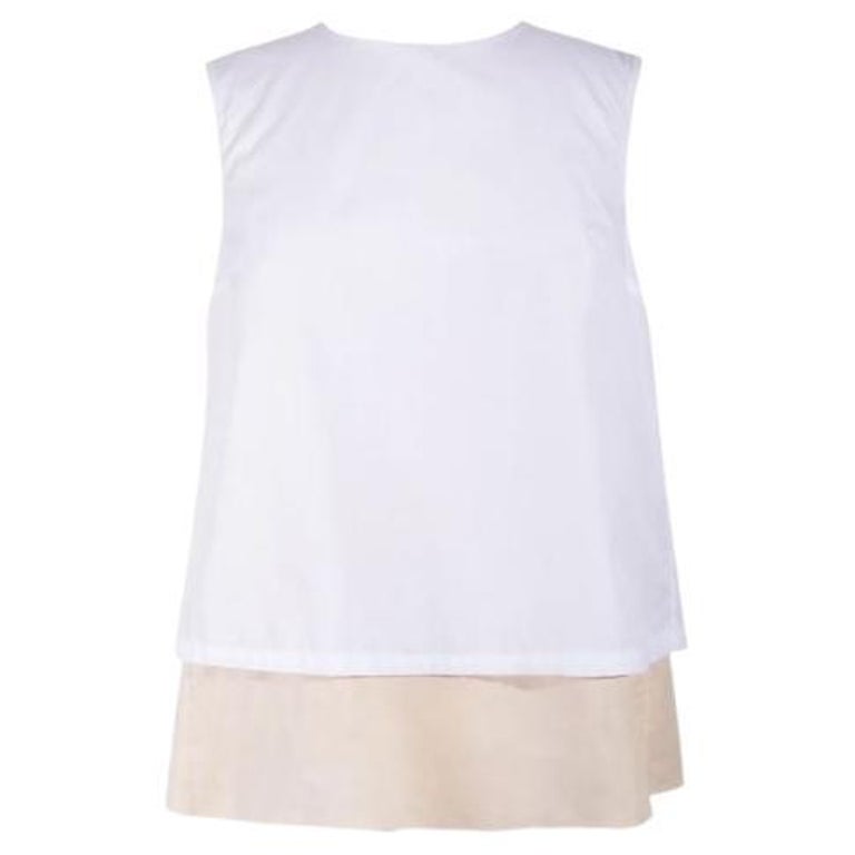 1990s Marni Layered White and Tan Linen Top For Sale at 1stDibs