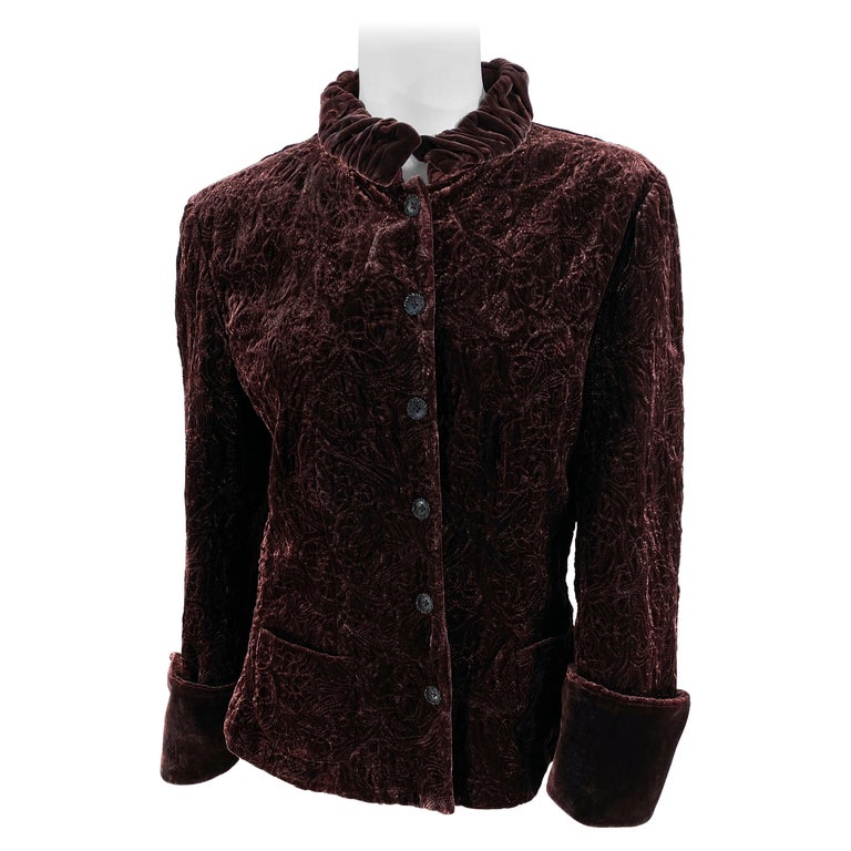 1990s Maroon Reversible Velvet and Silk Jacket For Sale at 1stDibs