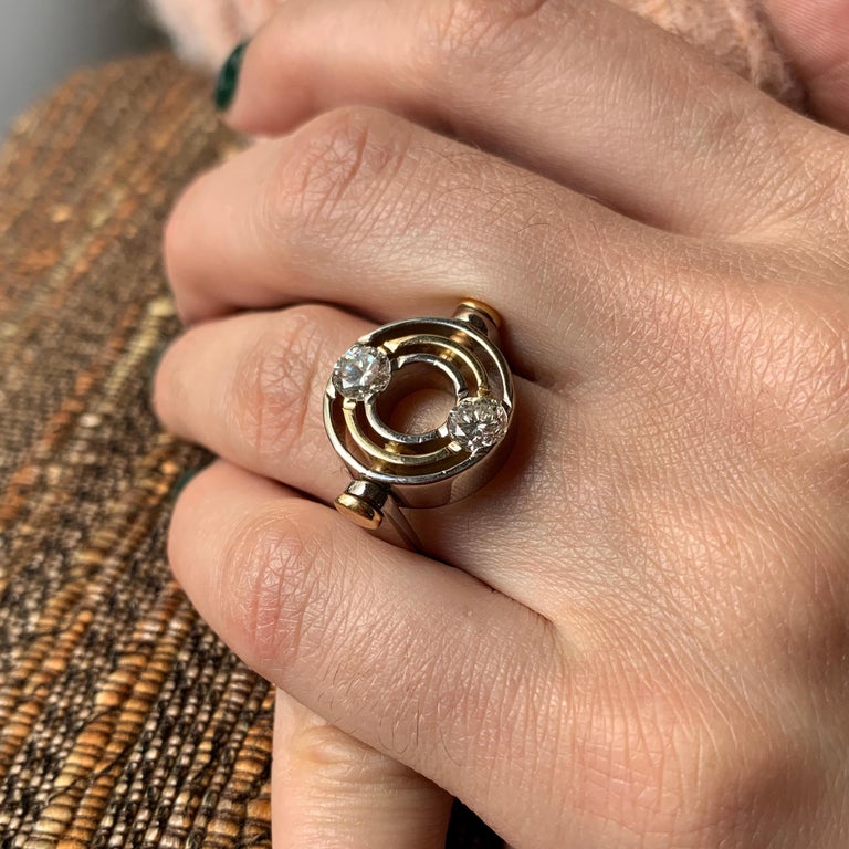 1990s Mats Eskils Diamond and Gold Kinetic Ring For Sale at 1stDibs