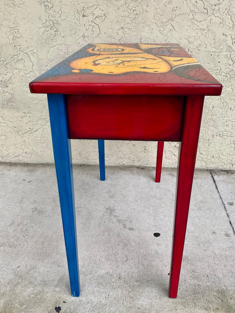 1990s Memphis Style Postmodern Abstract Art Console Desk and Mirror For ...
