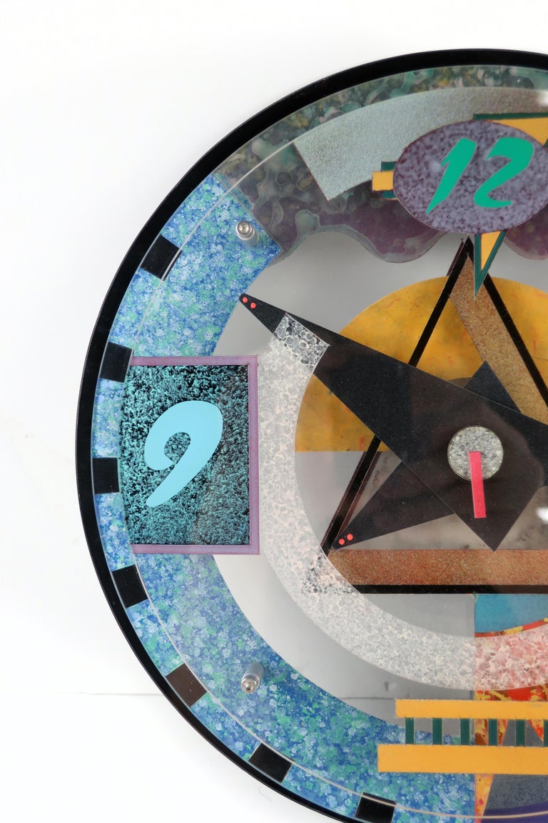 1990s Memphis Style Wall Clock For Sale at 1stDibs