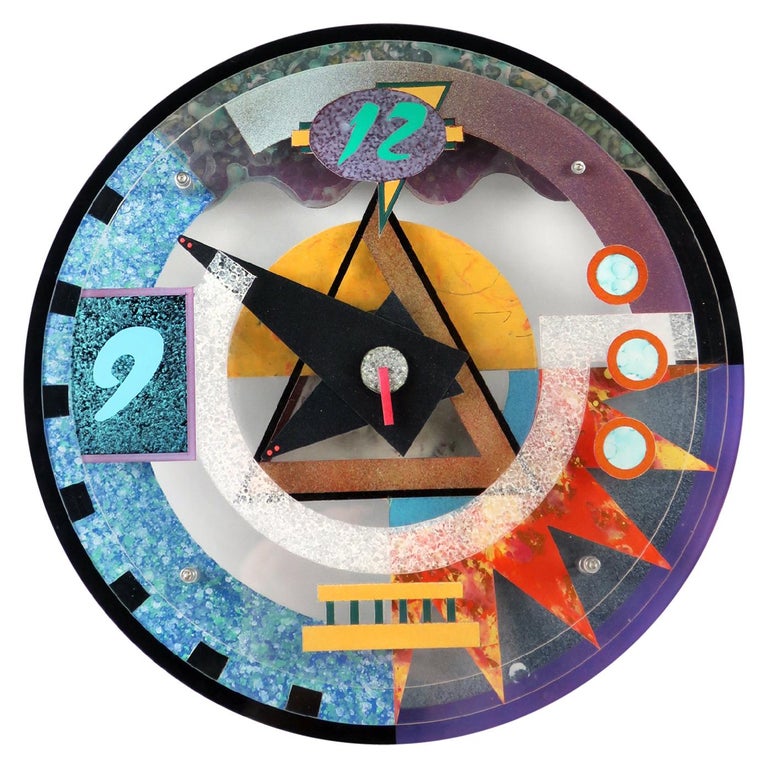 1990s Memphis Style Wall Clock For Sale at 1stDibs
