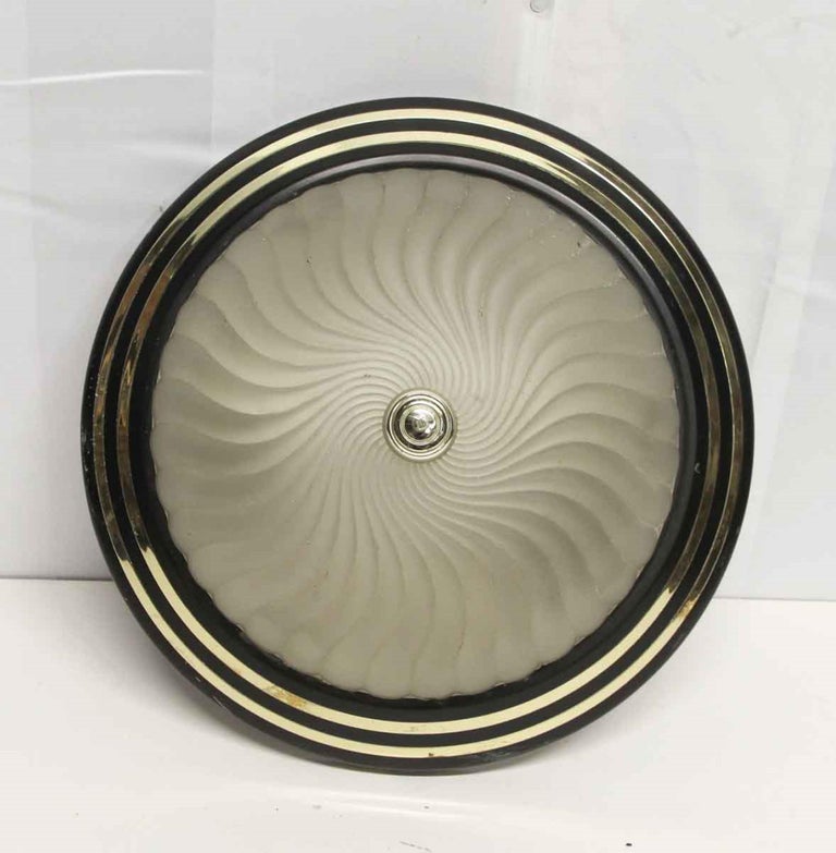 1990s Mid-Century Modern Steel and Glass Flushmount Light Fixture, Qty ...