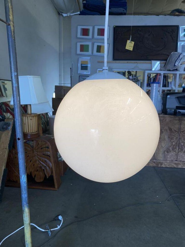 1990s Modern Style Hanging Glass Ball Fixture, Pair For Sale at 1stDibs