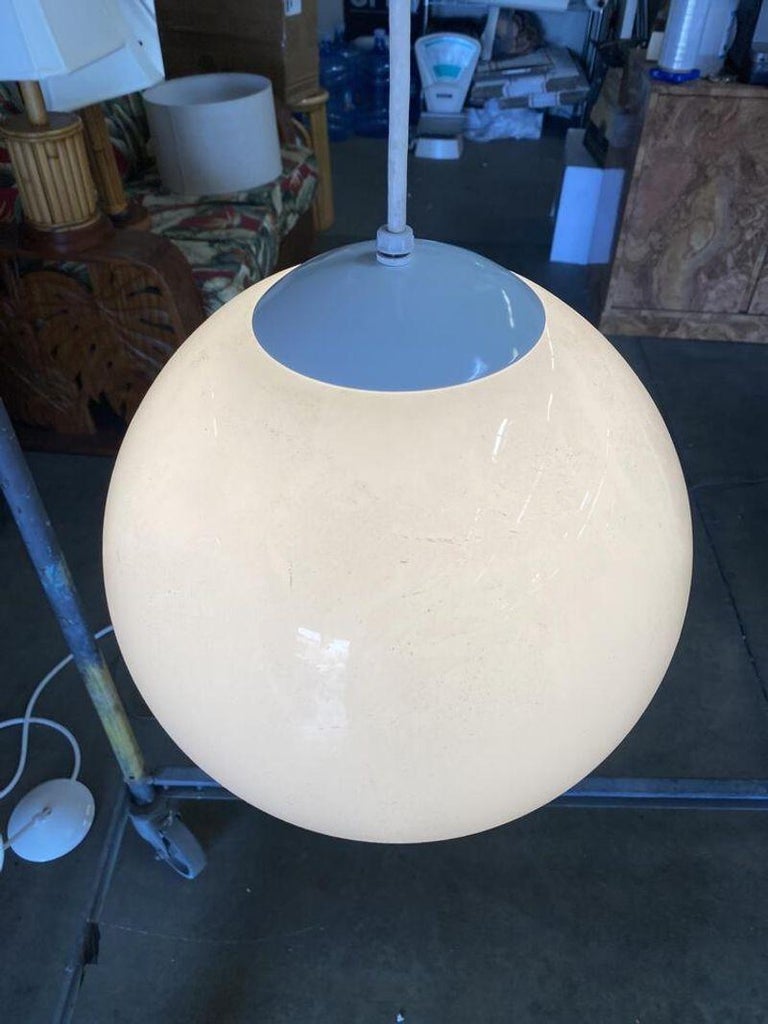 1990s Modern Style Hanging Glass Ball Fixture, Pair For Sale at 1stDibs