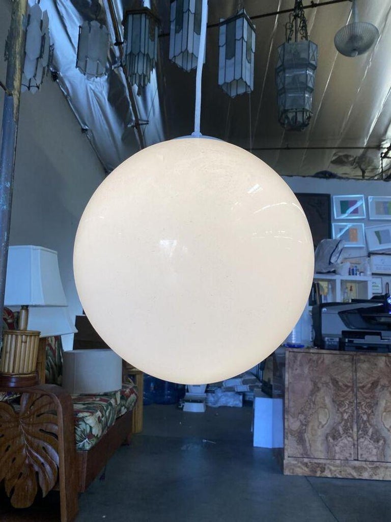 1990s Modern Style Hanging Glass Ball Fixture, Pair For Sale at 1stDibs