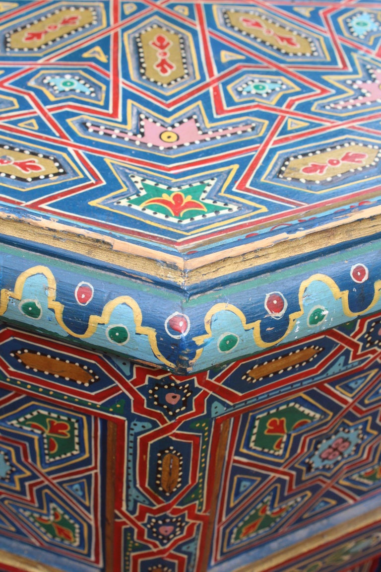 1990s Moroccan Coffee Table Richly Decorated in Arabic Geometric Motifs ...