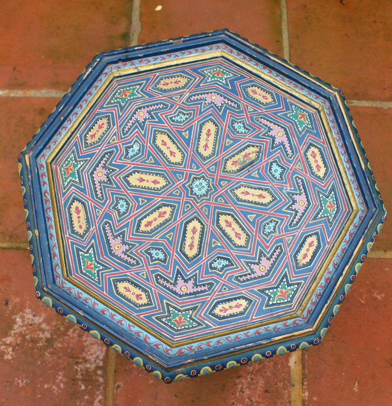 1990s Moroccan Coffee Table Richly Decorated in Arabic Geometric Motifs ...