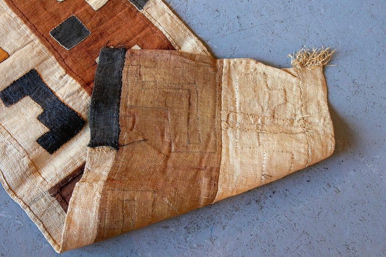 1990s, Moroccan Hand-Stitched Raffia Fabric with Geometrical Shapes For ...