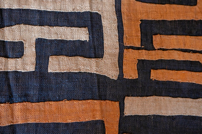 1990s Moroccan Hand-Stitched Raffia Fabric with Geometrical Shapes For ...