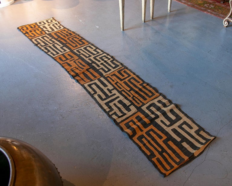 1990s Moroccan Hand-Stitched Raffia Fabric with Geometrical Shapes For ...