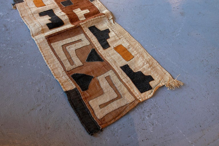 1990s, Moroccan Hand-Stitched Raffia Fabric with Geometrical Shapes For ...