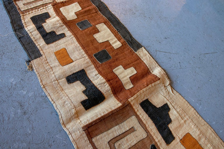 1990s, Moroccan Hand-Stitched Raffia Fabric with Geometrical Shapes For ...