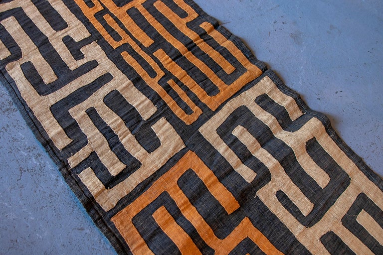 1990s Moroccan Hand-Stitched Raffia Fabric with Geometrical Shapes For ...