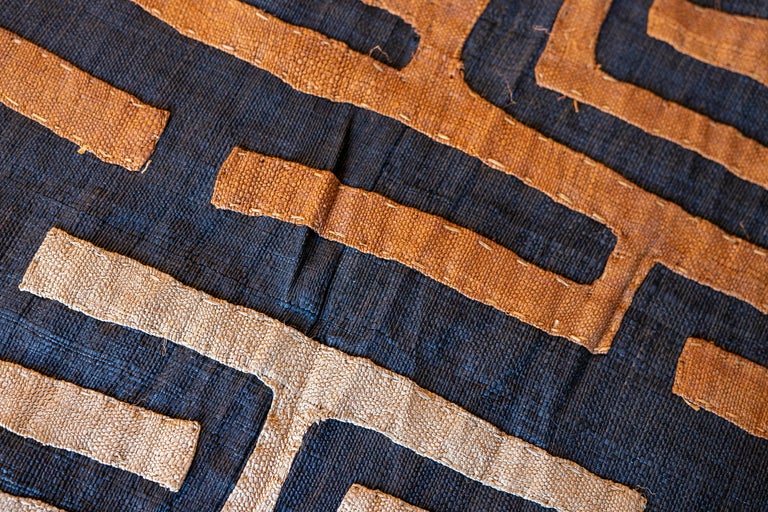 1990s Moroccan Hand-Stitched Raffia Fabric with Geometrical Shapes For ...