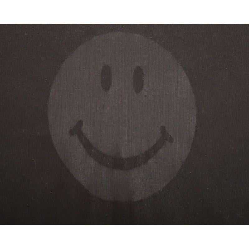 1990's Moschino Black Acid Rave Smiley Face Long sleeve fitted Black T ...